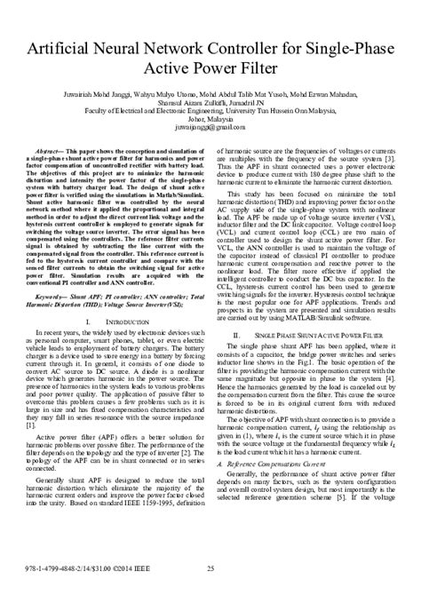 Pdf Artificial Neural Network Controller For Single Phase Active