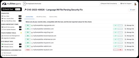 Screenshots Of The Mysites Guru Service
