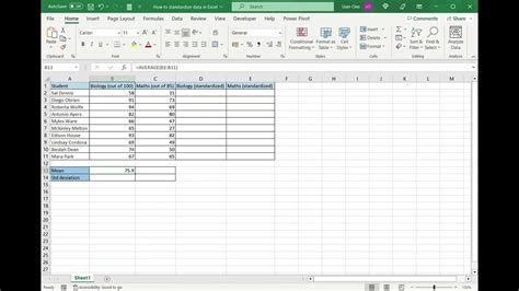 How To Standardize Data In Excel Youtube