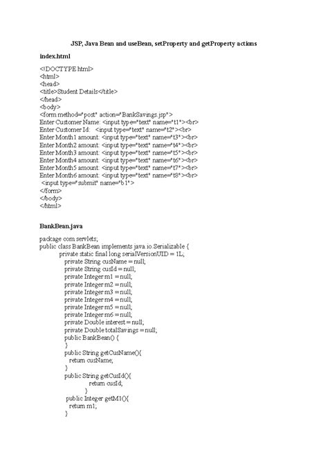 Jsp And Java Bean Jsp Java Bean And Usebean Setproperty And