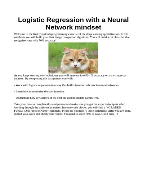 Logistic Regression With A Neural Network Mindset Pdf