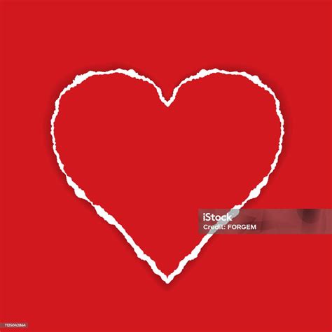 레드의 현실적인 그림 벡터 발렌타인인사말 카드 유용한 그림자와 함께 심장의 모양에 찢어진 종이 잘려지거나 찢어진 종이에 대한 스톡 벡터 아트 및 기타 이미지 Istock
