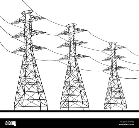 Line Drawing Illustration Of Transmission Tower Or Power Line