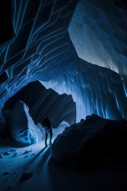 Premium Photo Person Exploring Cave Generative Ai