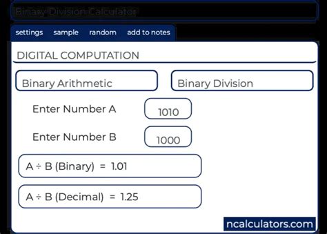 Binary Division Calculator
