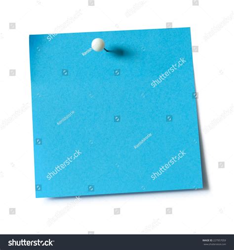 Blue Paper Note Pad Attached With Push Pin On White Background Stock Photo 227957059 Shutterstock