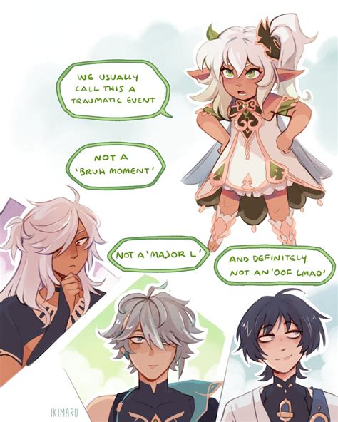 Scaramouche Nahida Wanderer Alhaitham And Cyno Genshin Impact Drawn By Ikimaru Danbooru