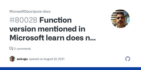 function version mentioned in microsoft learn does not work please fix · issue 80028