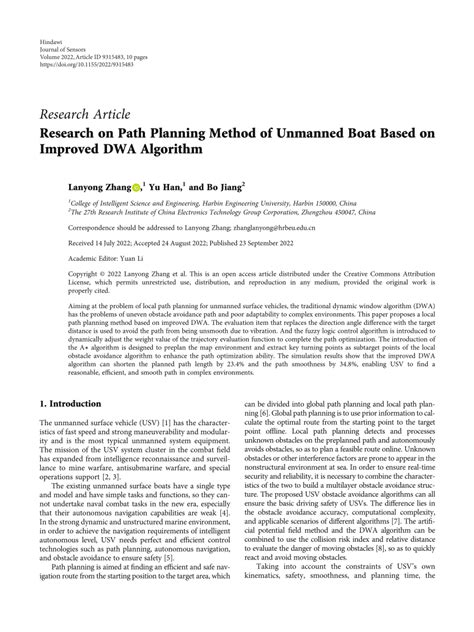pdf research on path planning method of unmanned boat based on