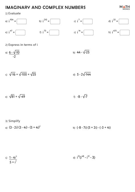 Complex Number Worksheets Math Monks Worksheets Library