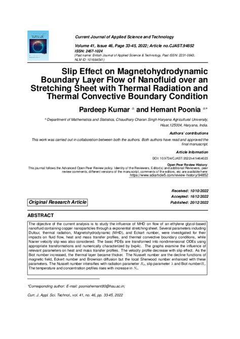 pdf slip effect on magnetohydrodynamic boundary layer flow of