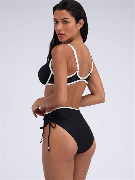 Boux Avenue Ibiza Piped Plunge Bikini Top Black Very