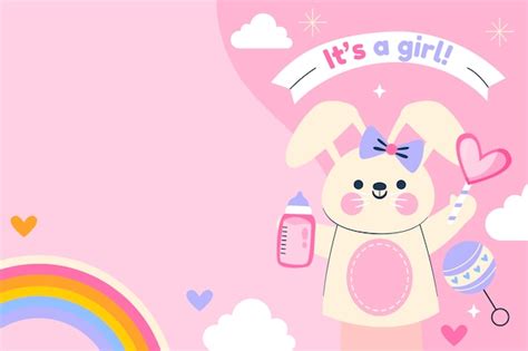 아기 발표 아기 소녀 배경 무료 벡터