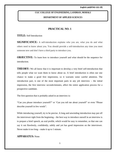English Lab Practical 1 Pdf Human Communication Cognition