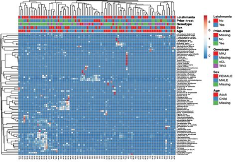 Heatmap Of The Number Of Reads Of The Bacterial Generaspecies Rows Download Scientific
