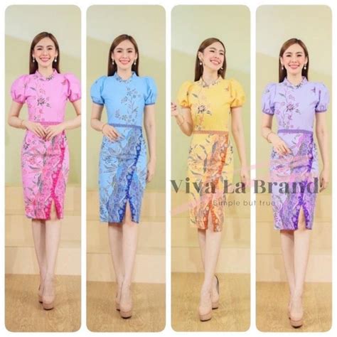 V82 ชุดเดรสผ้าปาเต๊ะ อินโด Java Premium อัดกาว ทรงสวย แขนตุ๊กตา แพทเทิร์นค่อนข้างเล็กควรเผื่อไซ