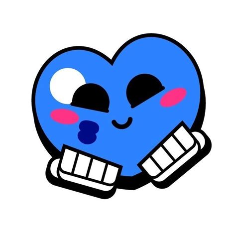 A Blue Heart With Two Eyes And An Ice Skate Sticker On Its Side