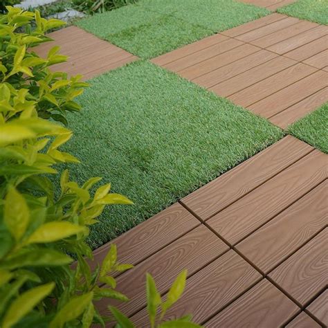 Grassly Interlocking Artificial Grass Turf パティオ 庭 ガーデニング