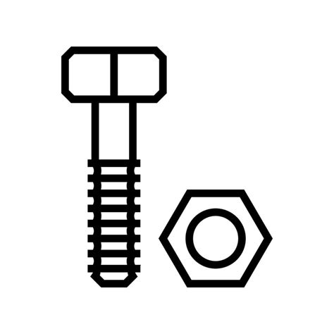 Nut And Bolt Tool Work Line Icon Vector Illustration 22789242 Vector