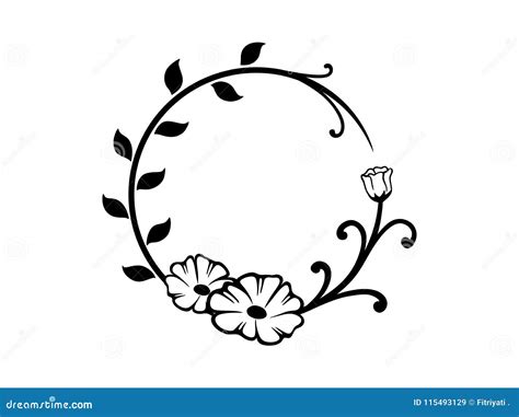 Round Leaf Border Black White Stock Illustrations 5 868 Round Leaf