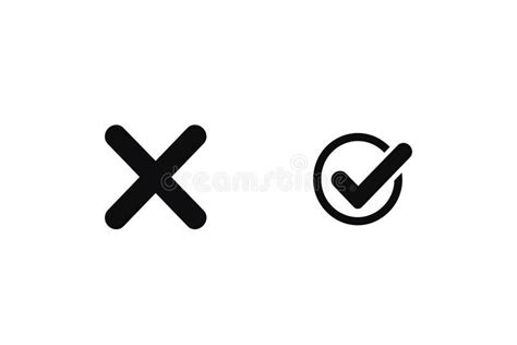 Black Check Mark And Cross Web Icon Marker Symbols Of A Tick And X To Show Yes Or No Correct