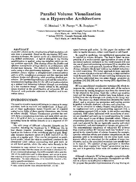 Pdf Parallel Volume Visualization On A Hypercube Architecture