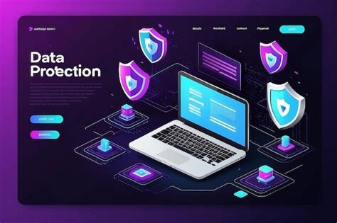 Data Protection Landing Page Internet Security Web Design Vector Template Premium Ai Generated