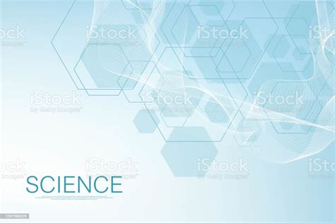 분자 구조 배경 Dna 분자와 과학 템플릿 벽지 또는 배너 육각형 파도 흐름으로 분자 배경을 아스트랙 벡터 그림입니다 Dna에 대한 스톡 벡터 아트 및 기타 이미지 Istock