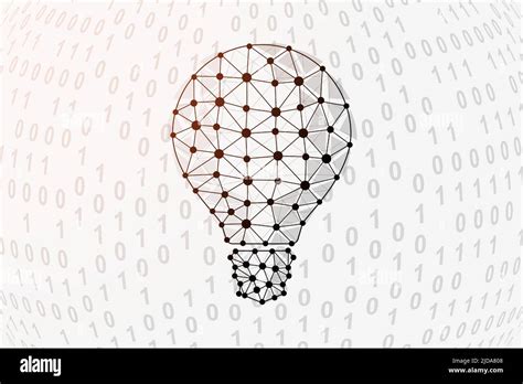 Light Bulb 3d Low Poly Symbol With Binary Code Background Idea Design