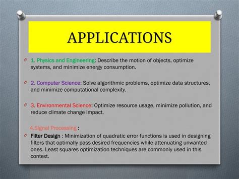 Quadratic Function Minimization Of It Applications PPT