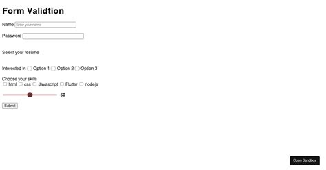 Formvalidation Codesandbox
