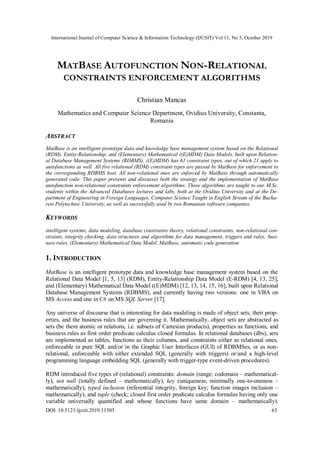 Matbase Auto Function Non Relational Constraints Enforcement Algorithms