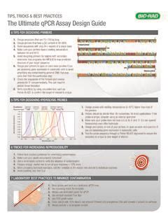 TIPS TRICKS BEST PRACTICES The Ultimate QPCR Assay Tips Tricks