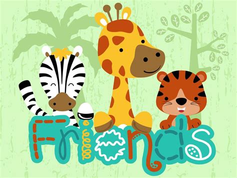 Vector Set Of Happy Animals Cartoon 22152679 Vector Art At Vecteezy