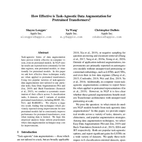 How Effective Is Task Agnostic Data Augmentation For Pretrained Transformers Acl Anthology