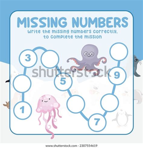 Missing Numbers Write Answer Correctly Educational Stock Vector Royalty Free 2307554619
