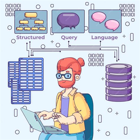 손으로 그린 평면 디자인 Sql 그림 프리미엄 벡터