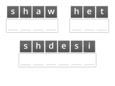 Household Chores Mixed Up Letters Anagram