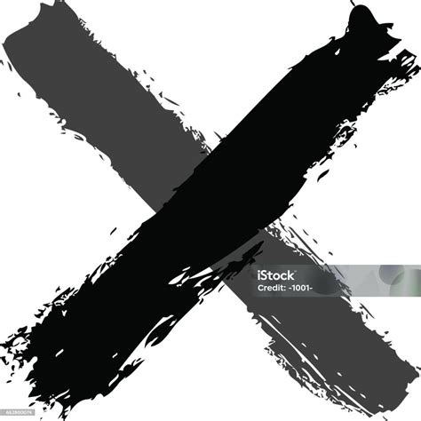 Brush Stroke Criss Cross Shape Tanda Penghapusan Hitam Ilustrasi Stok