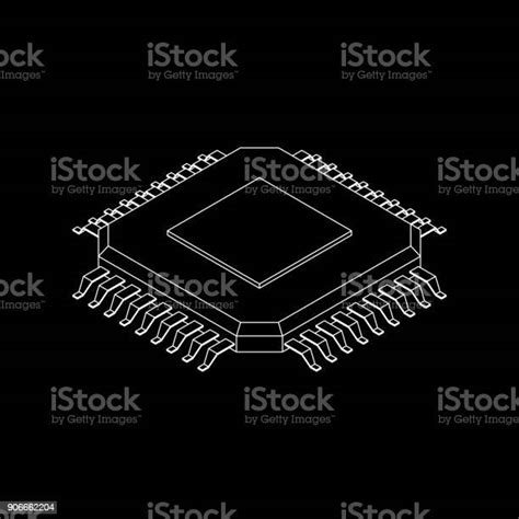 Cpu 프로세서 아이콘입니다 검은 배경에 고립 벡터 윤곽선 그림입니다 0명에 대한 스톡 벡터 아트 및 기타 이미지 0명 Cpu 검은색 Istock