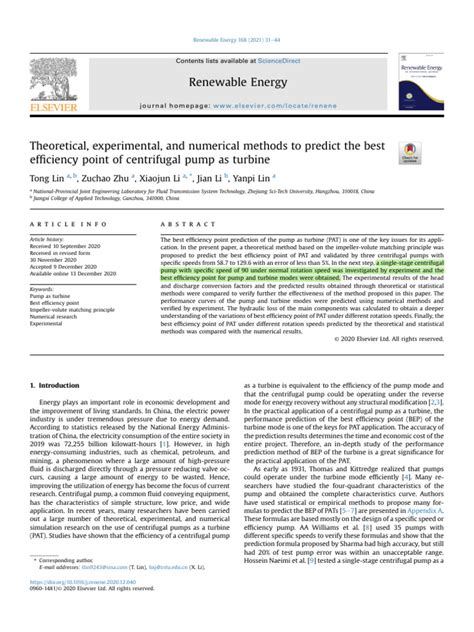 Lin Et Al 2021 Pdf Pump Computational Fluid Dynamics