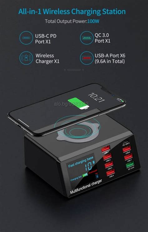 Зарядна станция за телефон 100w 8 порта Usb Батерии зарядни устройства Ups София Зар