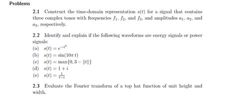 Problems Construct The Time Domain Representation Chegg