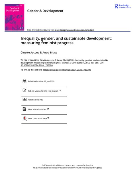 Pdf Inequality Gender And Sustainable Development Measuring