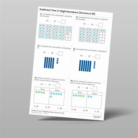 Year 2 Subtract Two 2 Digit Numbers Across A 10 Varied Fluency 2 Resource Classroom Secrets