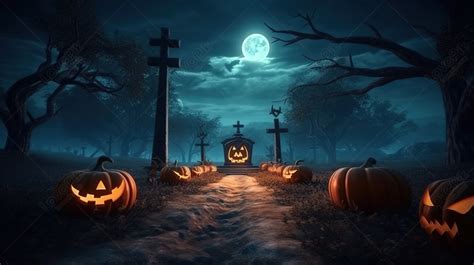 으스스한 묘지에서의 할로윈 축하 보름달 아래 3d 잭 오 랜턴 그림 아래에 배경 할로 배경 잭 배경 이미지 Hd 아래에 할로 잭 배경 사진 무료 다운로드