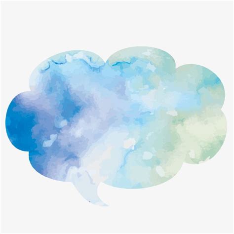 Clouds Dialog Box Hd Transparent Vector Hand Painted Blue Watercolor Cloud Dialog Box Blue