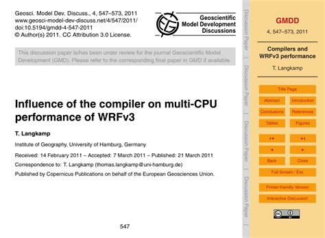 Pdf Influence Of The Compiler On Multi Cpu Performance Of Wrfv3