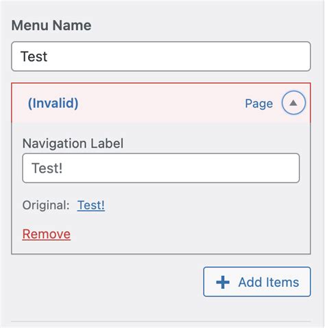 Mark Invalid Menu Items In Navigation Editor And Block · Issue 23573