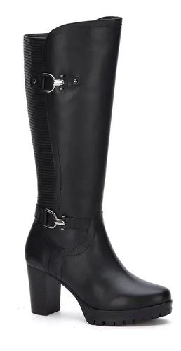 Bota De Tubo Alto Andrea Con Tacón Para Mujer Negro Envío Gratis